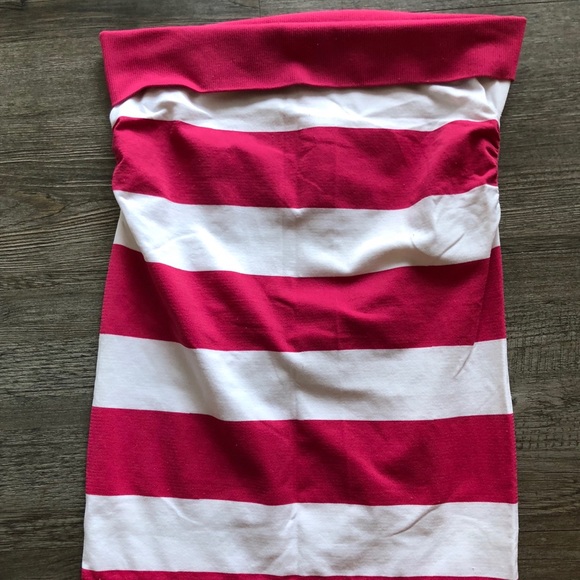 Blu Chic | Tops | Blu Chic Pink And White Ruched Tube Top | Poshmark